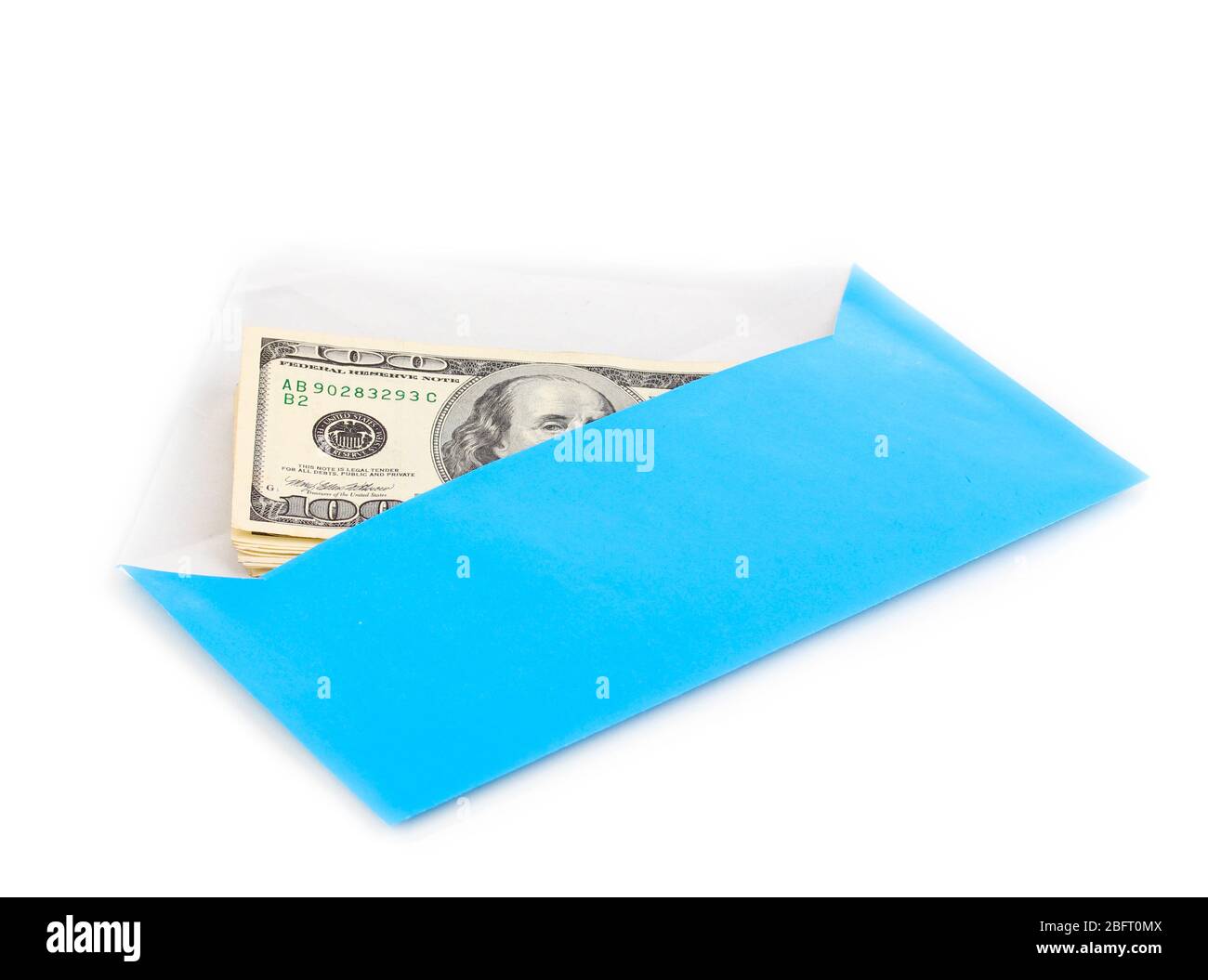Dollar banknotes in envelope isolated on white Stock Photo - Alamy