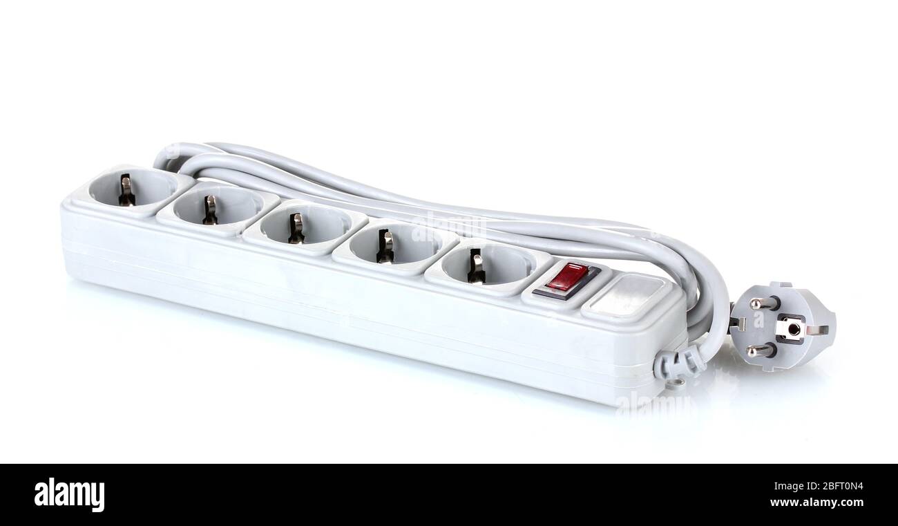 Surge protector isolated on white Stock Photo - Alamy