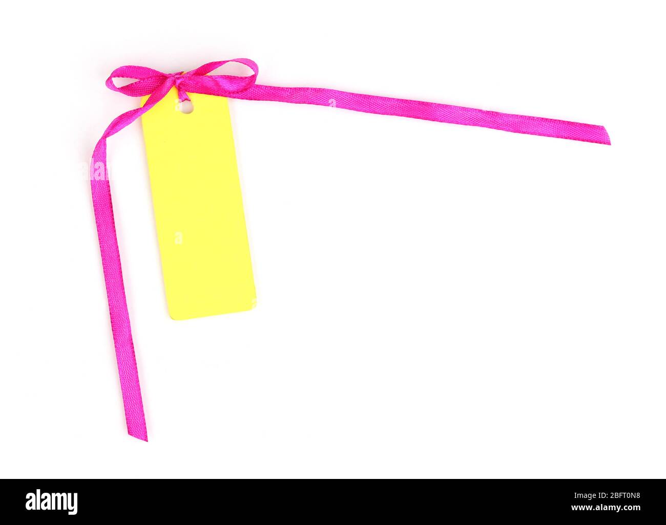 Blank label with ribbon isolated on white Stock Photo - Alamy