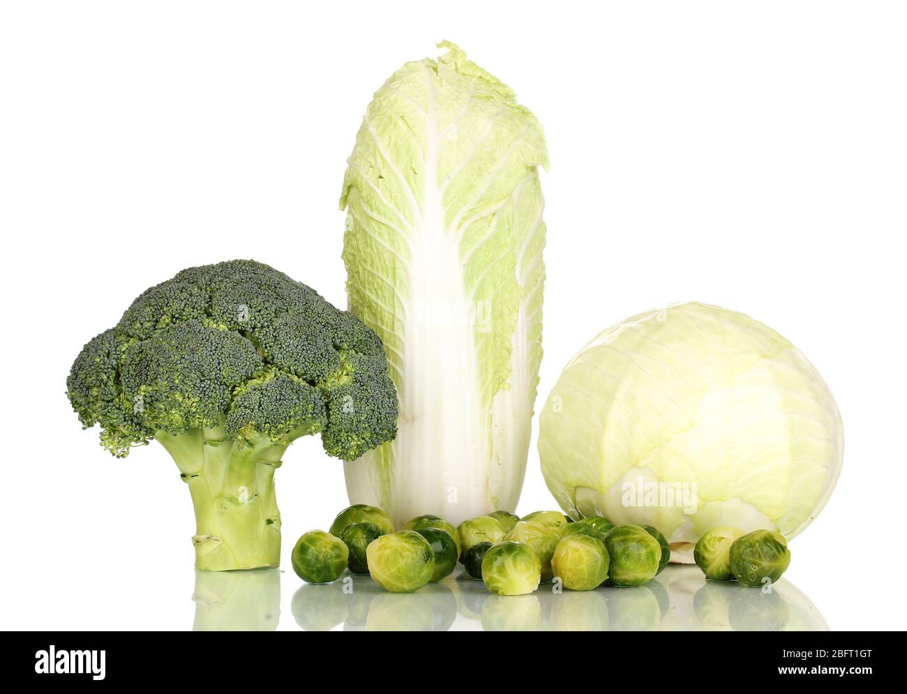 Fresh cabbages and broccoli isolated on white Stock Photo - Alamy