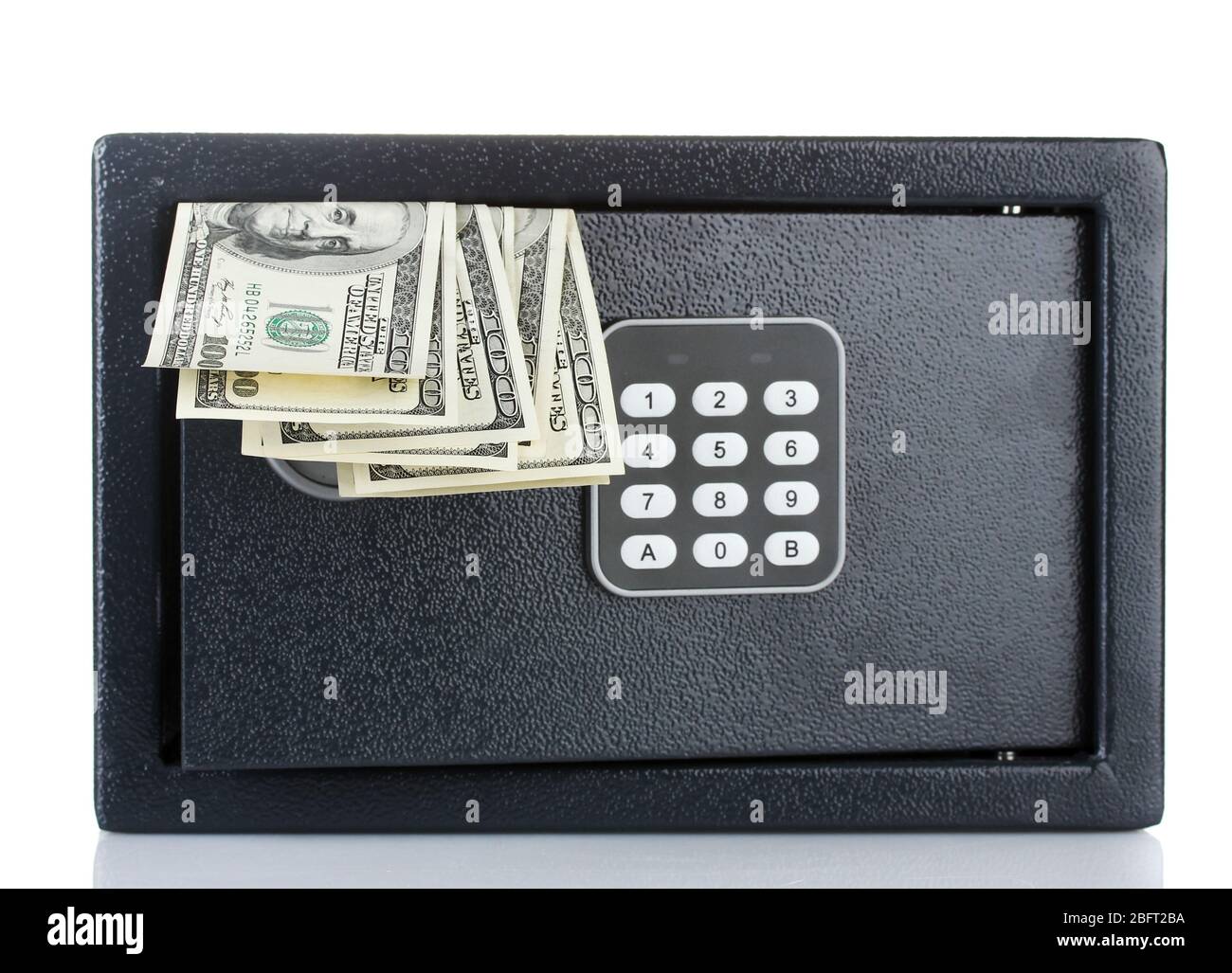 safe with dollars isolated on white Stock Photo - Alamy