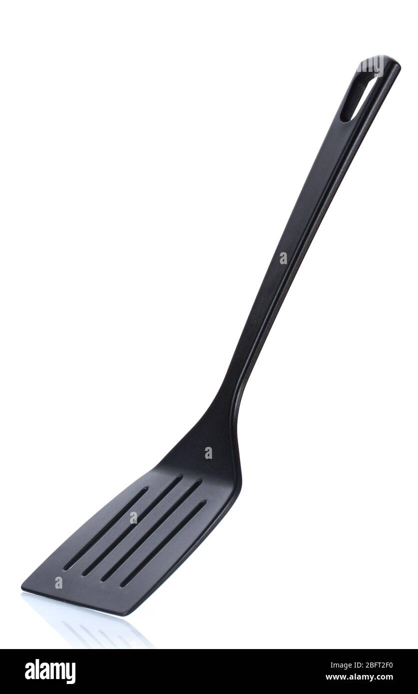black kitchen spatula isolated on white Stock Photo - Alamy