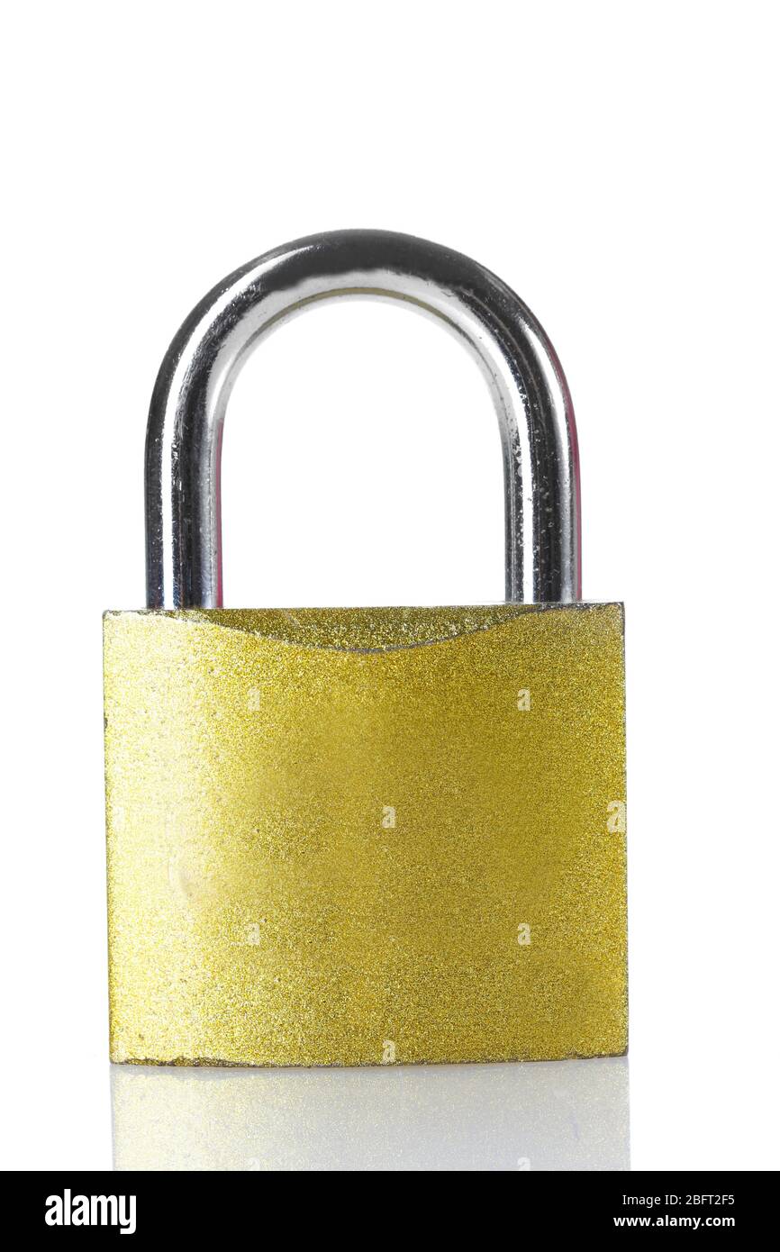 golden padlock isolated on white Stock Photo - Alamy