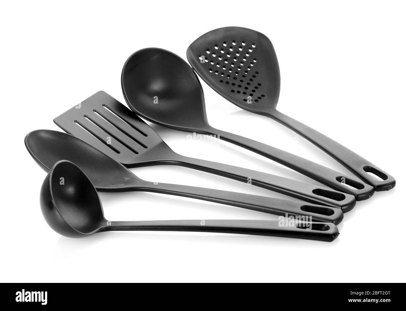 black kitchen utensils isolated on white Stock Photo - Alamy