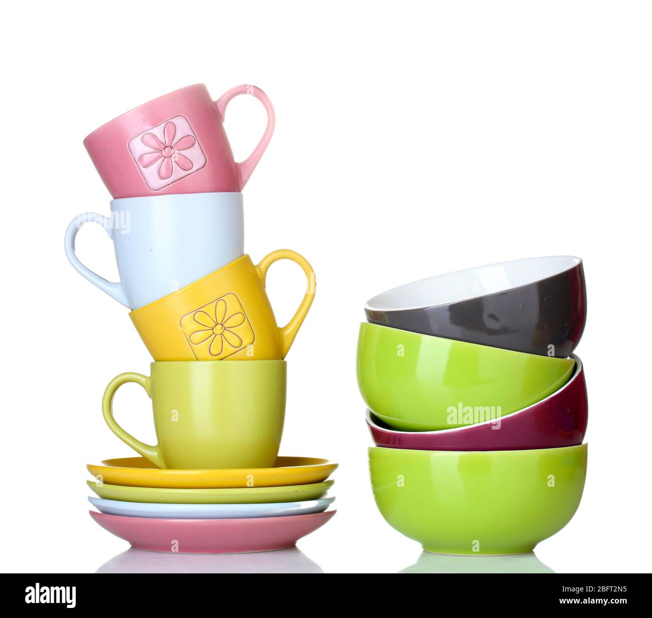 Stack of plates and cups Cut Out Stock Images & Pictures - Alamy