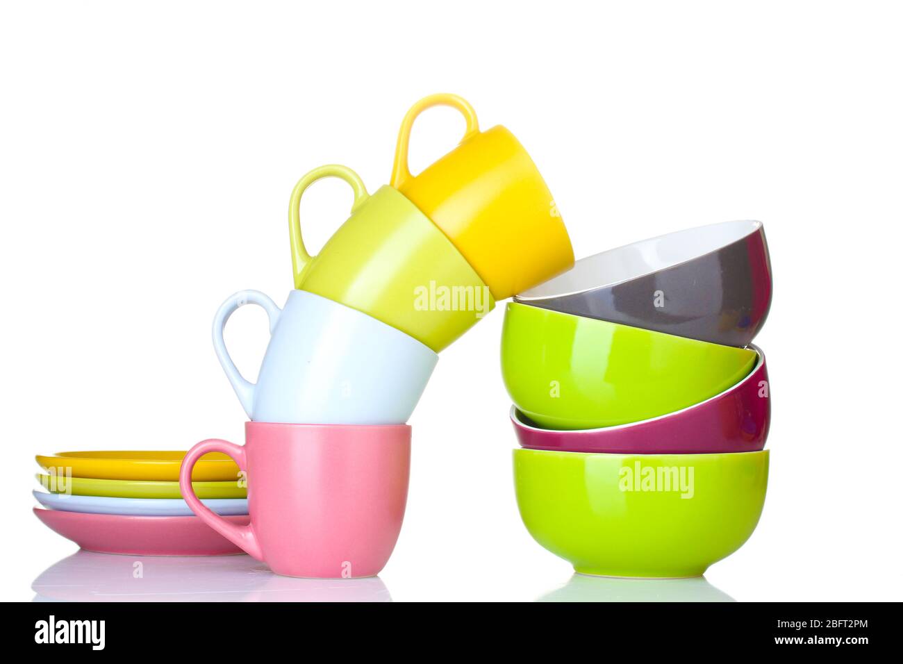 Stack of plates and cups Cut Out Stock Images & Pictures - Alamy