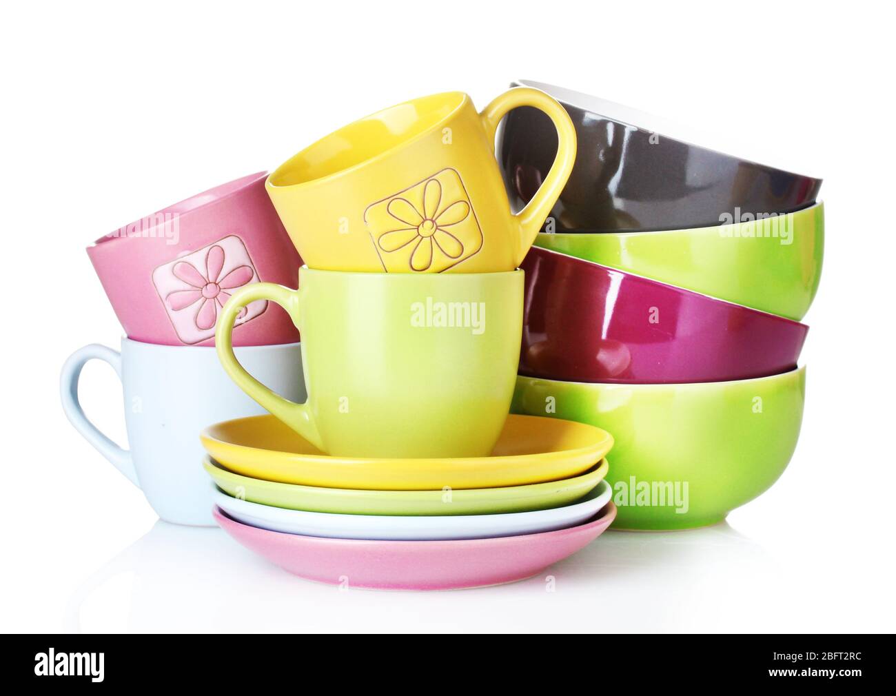 Stack of plates and cups Cut Out Stock Images & Pictures - Alamy