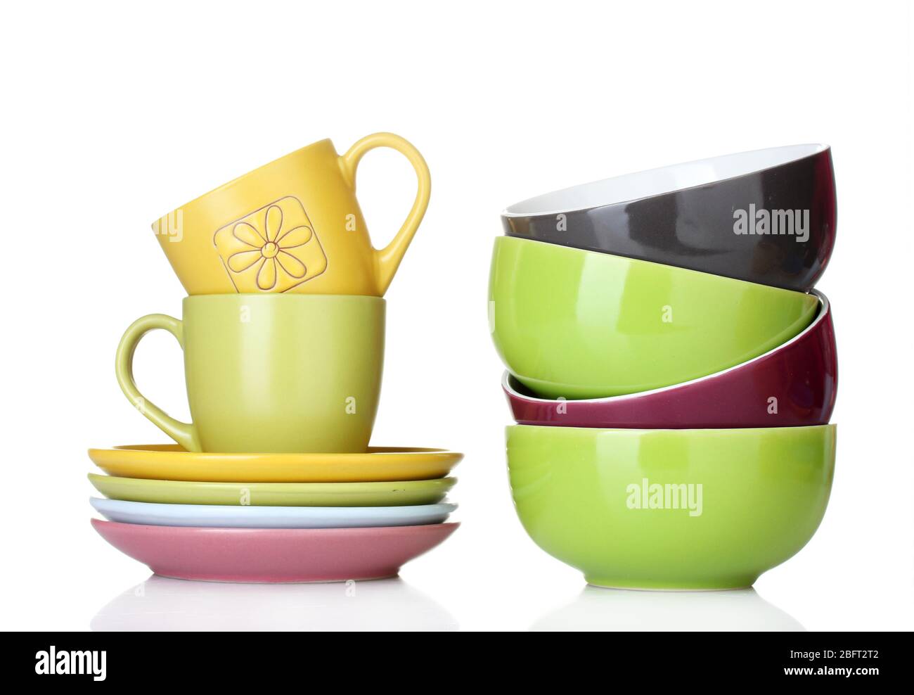 Stack of plates and cups Cut Out Stock Images & Pictures - Alamy