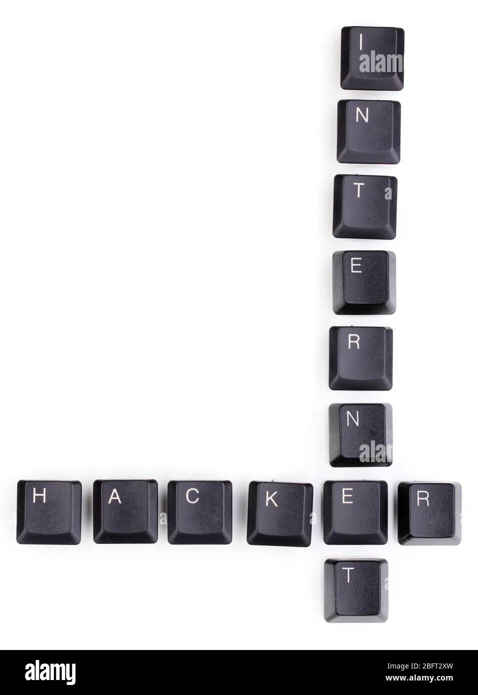 Keyboard keys saying internet-hacker isolated on white Stock Photo - Alamy