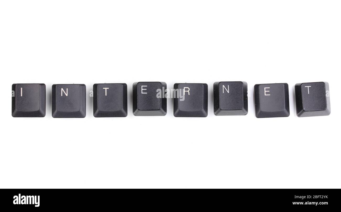 Keyboard keys saying internet isolated on white Stock Photo - Alamy