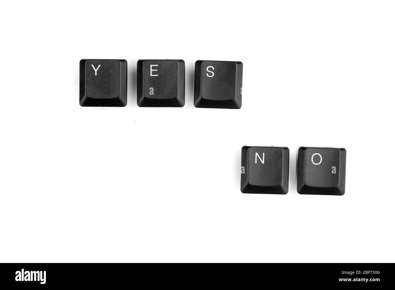 Keyboard keys saying yes no isolated on white Stock Photo - Alamy