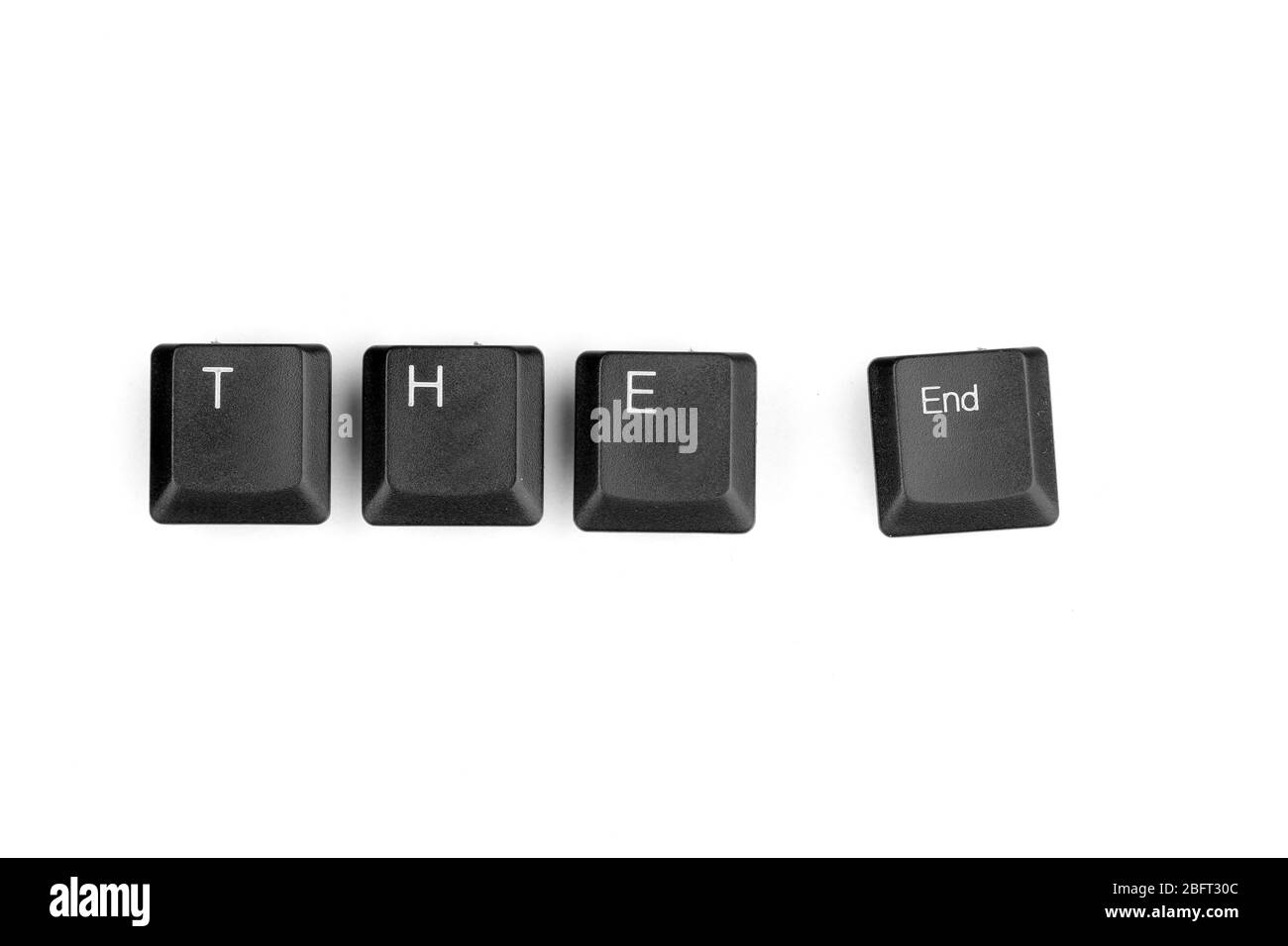 Keyboard keys saying the end isolated on white Stock Photo - Alamy