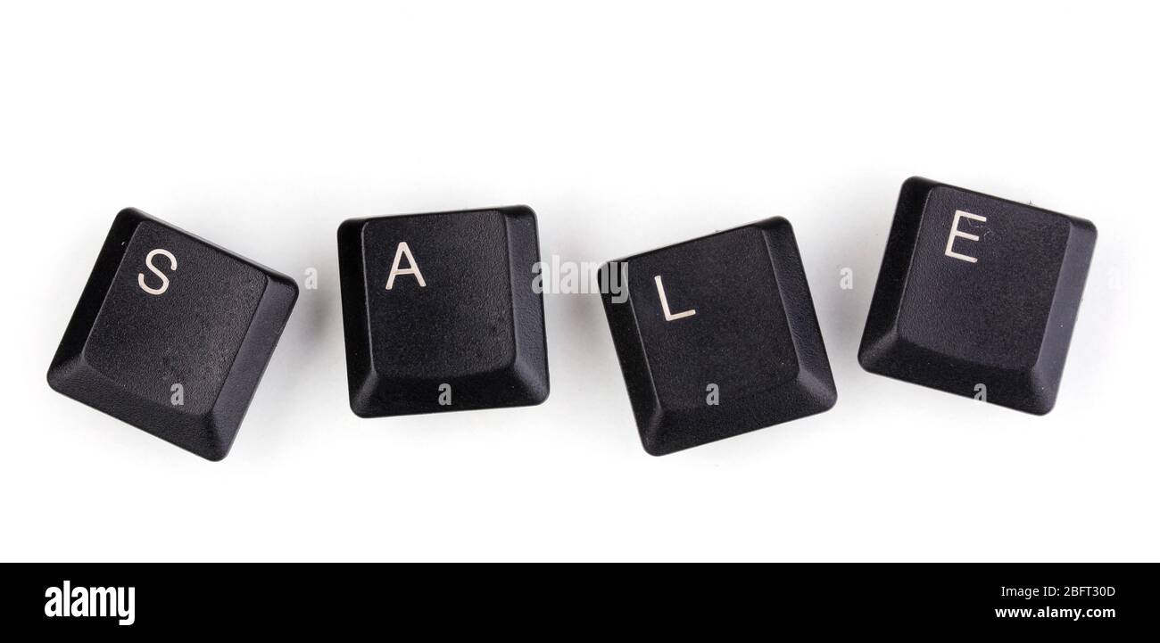Keyboard keys saying sale isolated on white Stock Photo - Alamy