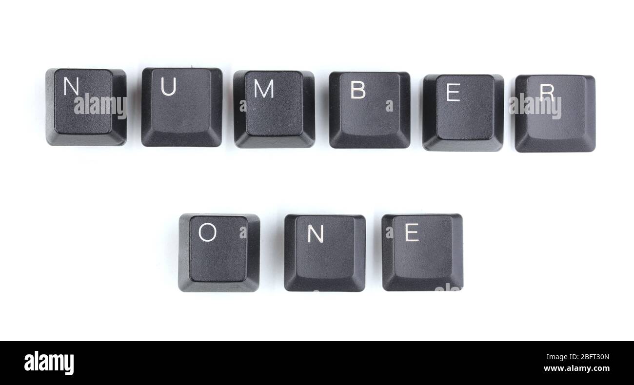 Keyboard keys saying number one isolated on white Stock Photo - Alamy