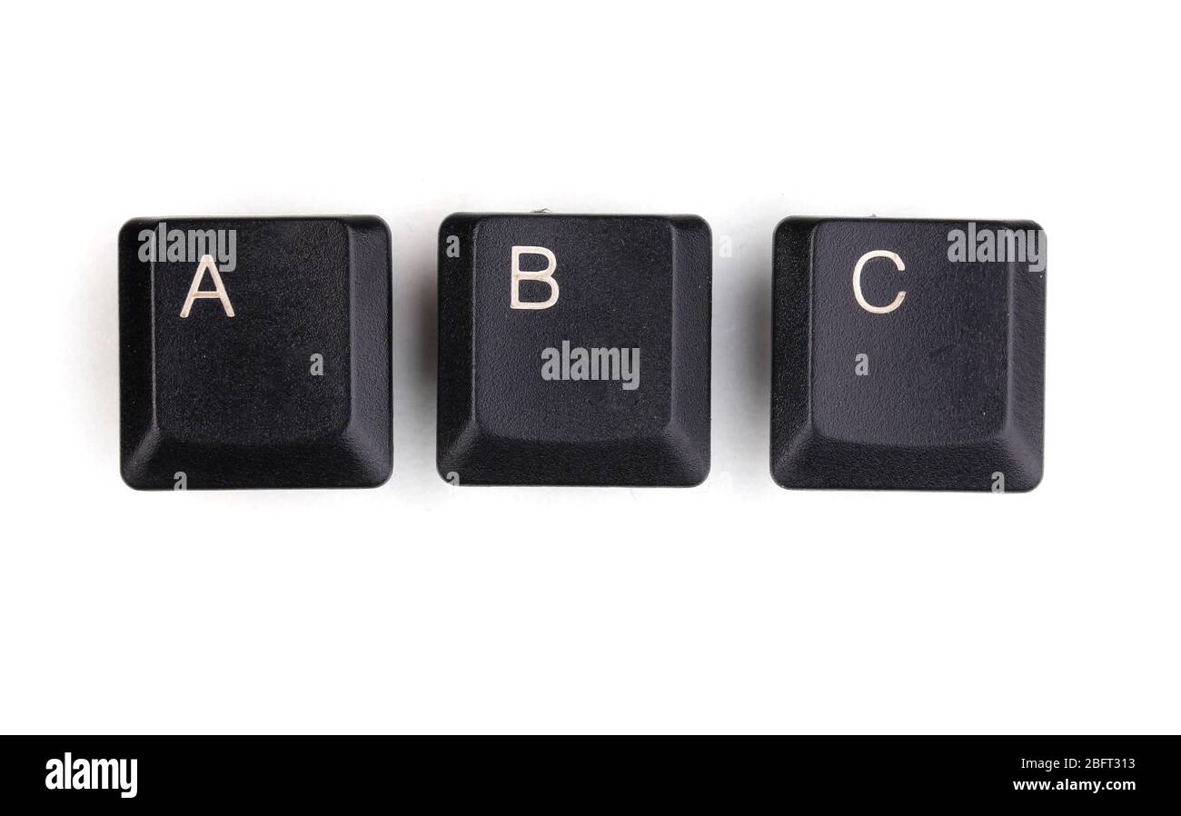 Keyboard keys saying abc isolated on white Stock Photo - Alamy