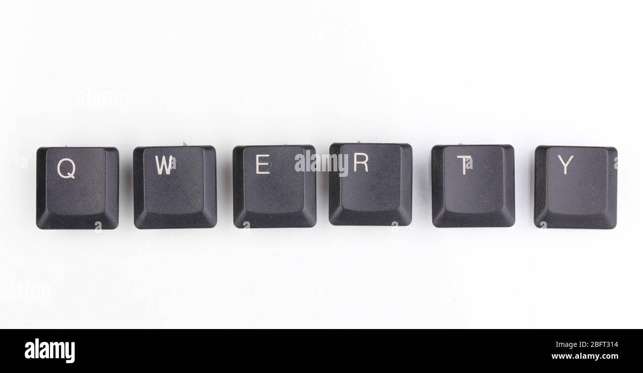 Keyboard keys saying qwerty isolated on white Stock Photo - Alamy
