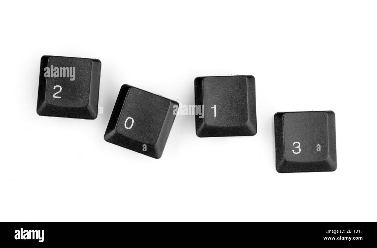 Keyboard keys saying 2013 isolated on white Stock Photo - Alamy