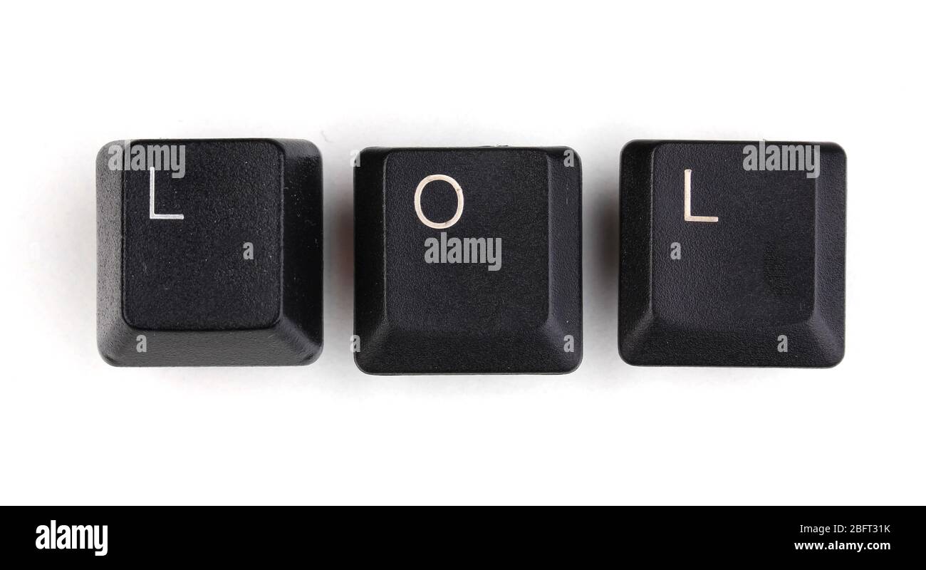 Keyboard keys saying lol isolated on white Stock Photo - Alamy