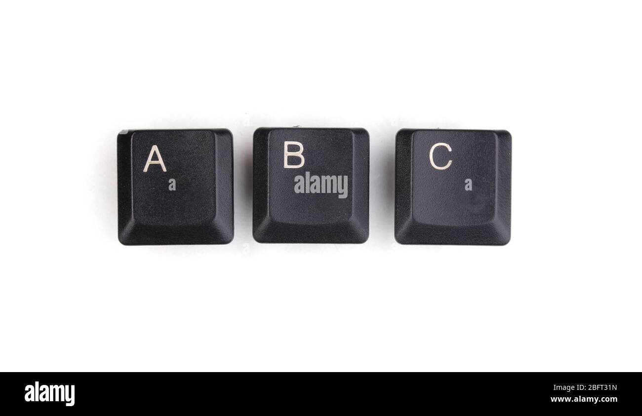 Keyboard keys saying abc isolated on white Stock Photo - Alamy