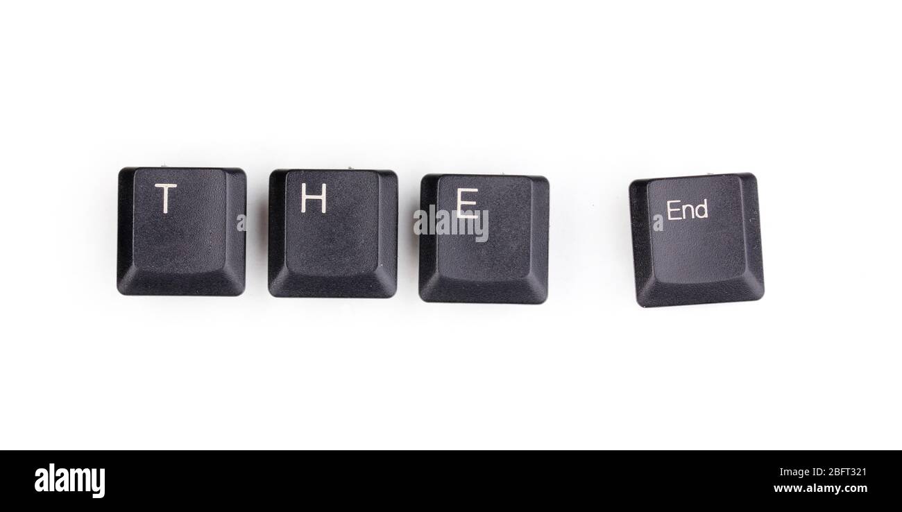 Keyboard keys saying the end isolated on white Stock Photo - Alamy
