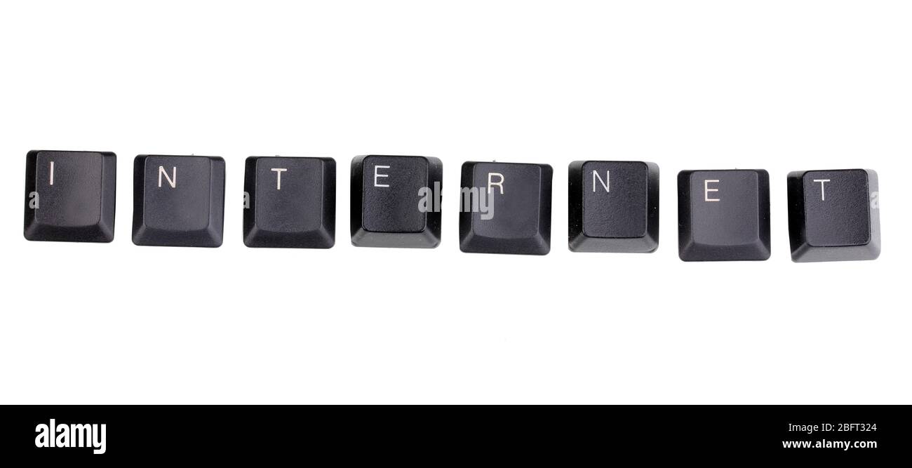 Keyboard keys saying internet isolated on white Stock Photo - Alamy