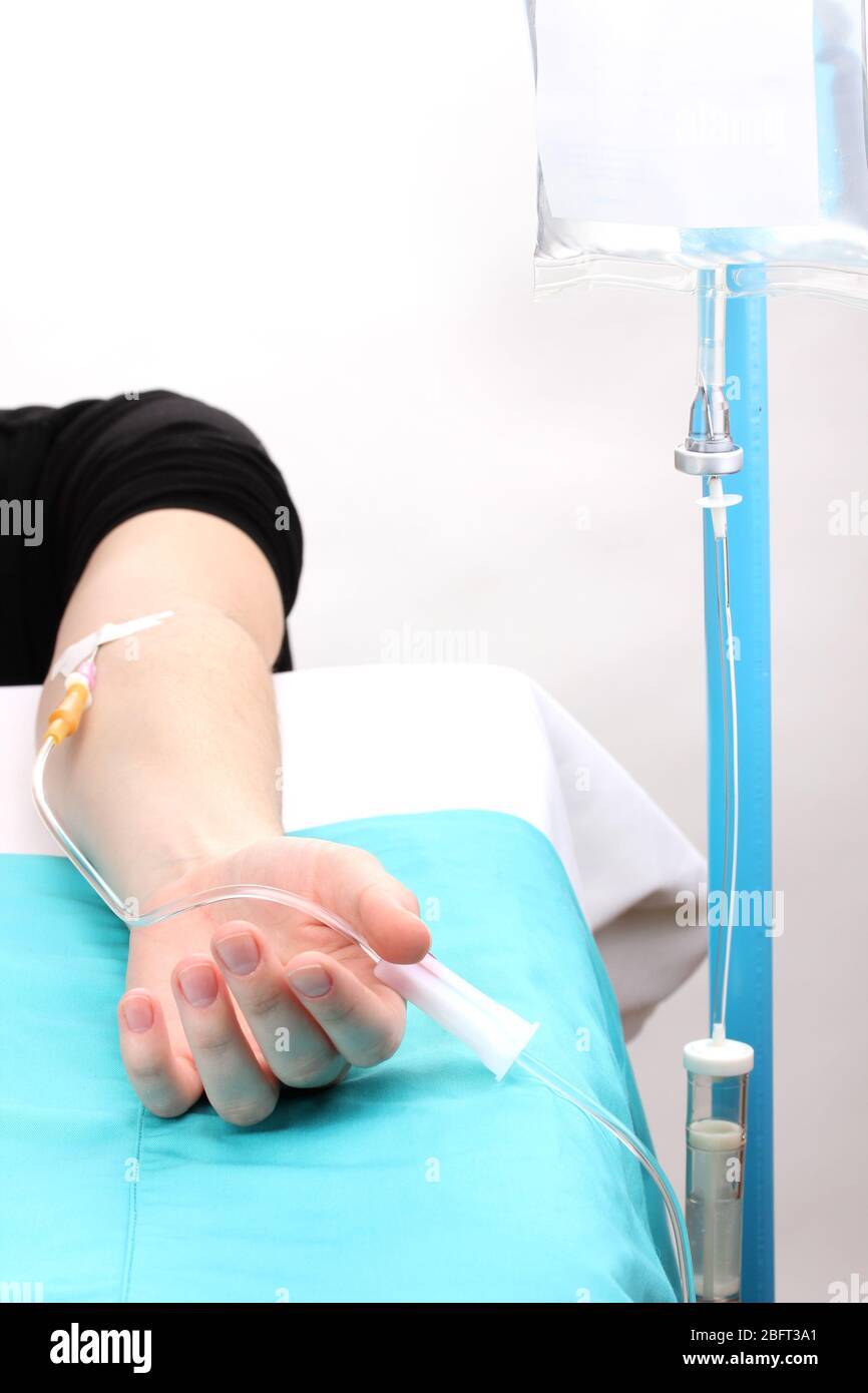 Female arm with infusion Stock Photo - Alamy