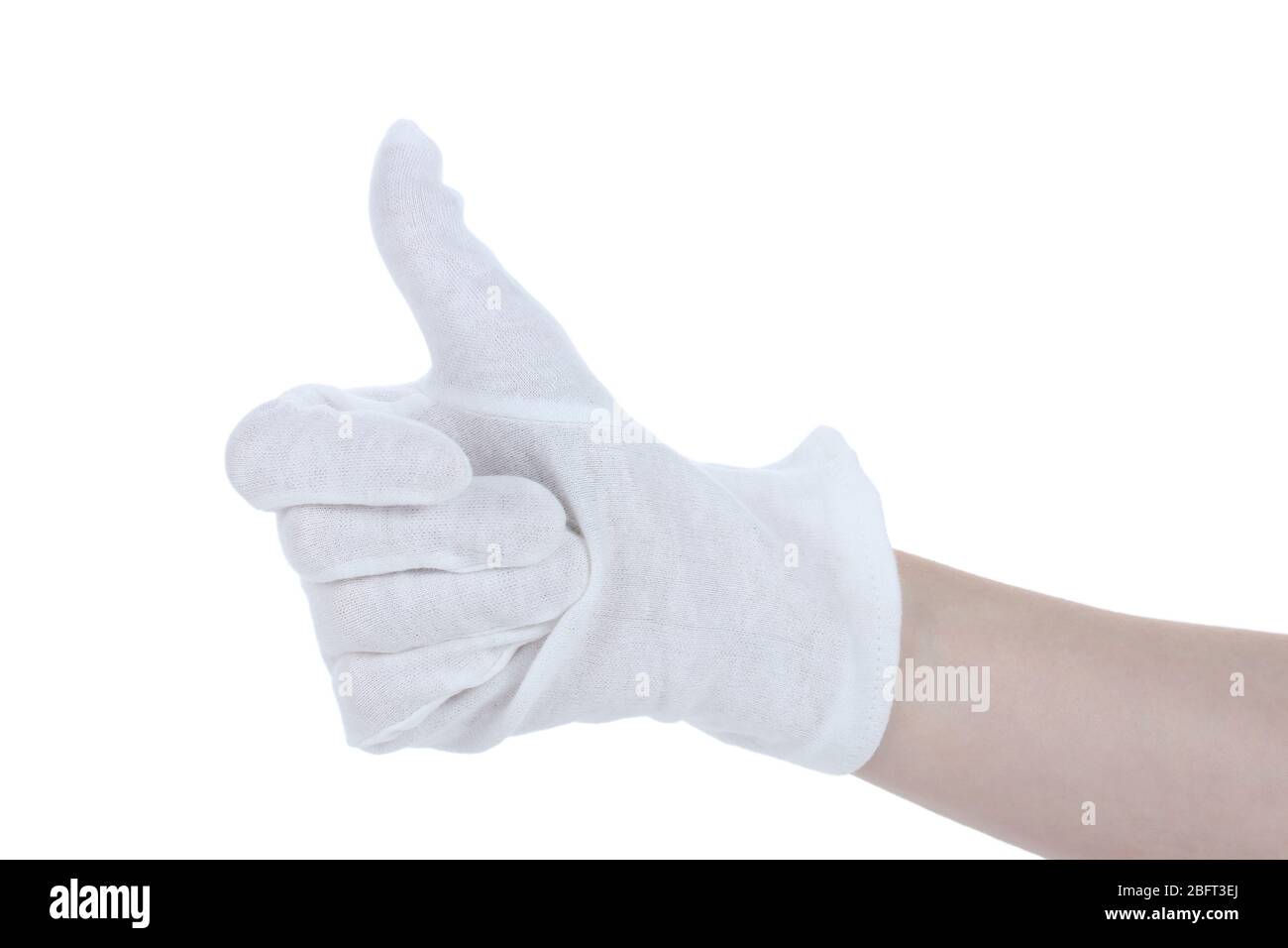 cloth glove on hand isolated on white Stock Photo - Alamy