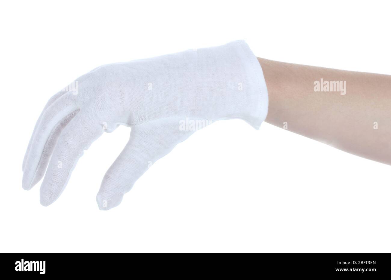 cloth glove on hand isolated on white Stock Photo - Alamy