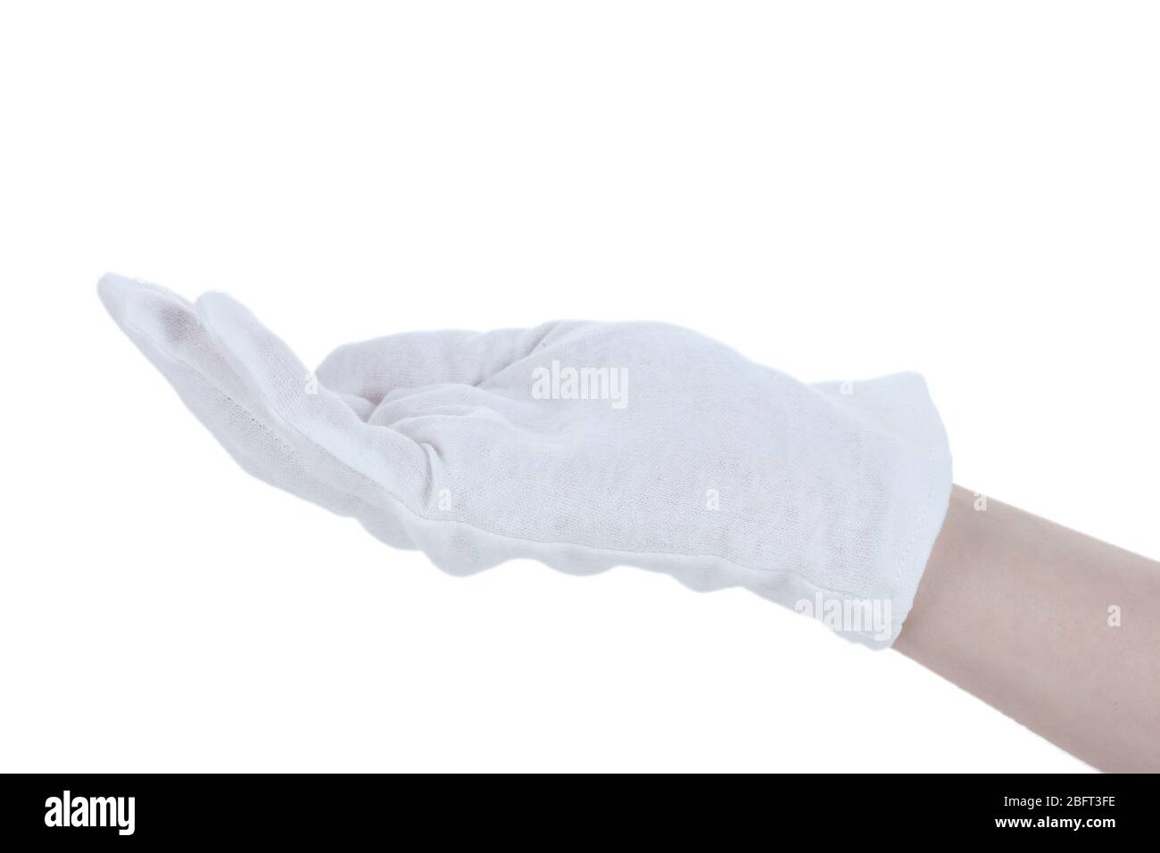 cloth glove on hand isolated on white Stock Photo - Alamy