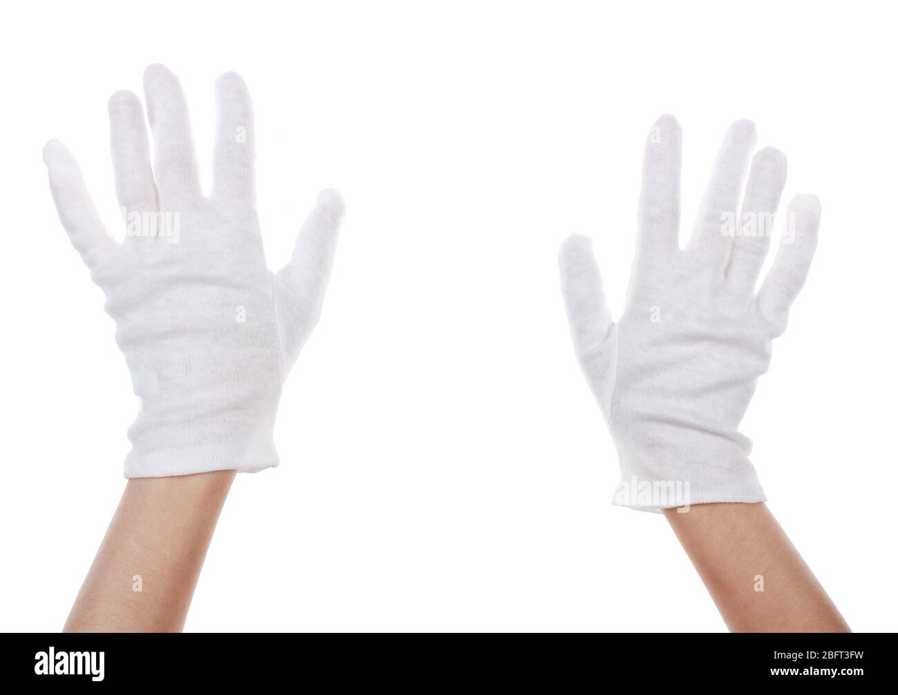 cloth glove on hands isolated on white Stock Photo - Alamy