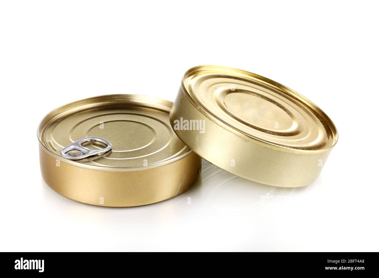 Two tin cans isolated on white Stock Photo - Alamy