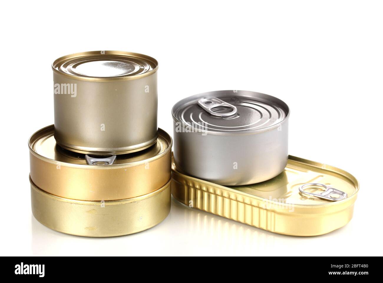 Tin cans isolated on white Stock Photo - Alamy