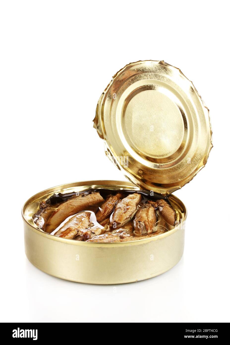 Open tin can isolated on white Stock Photo - Alamy