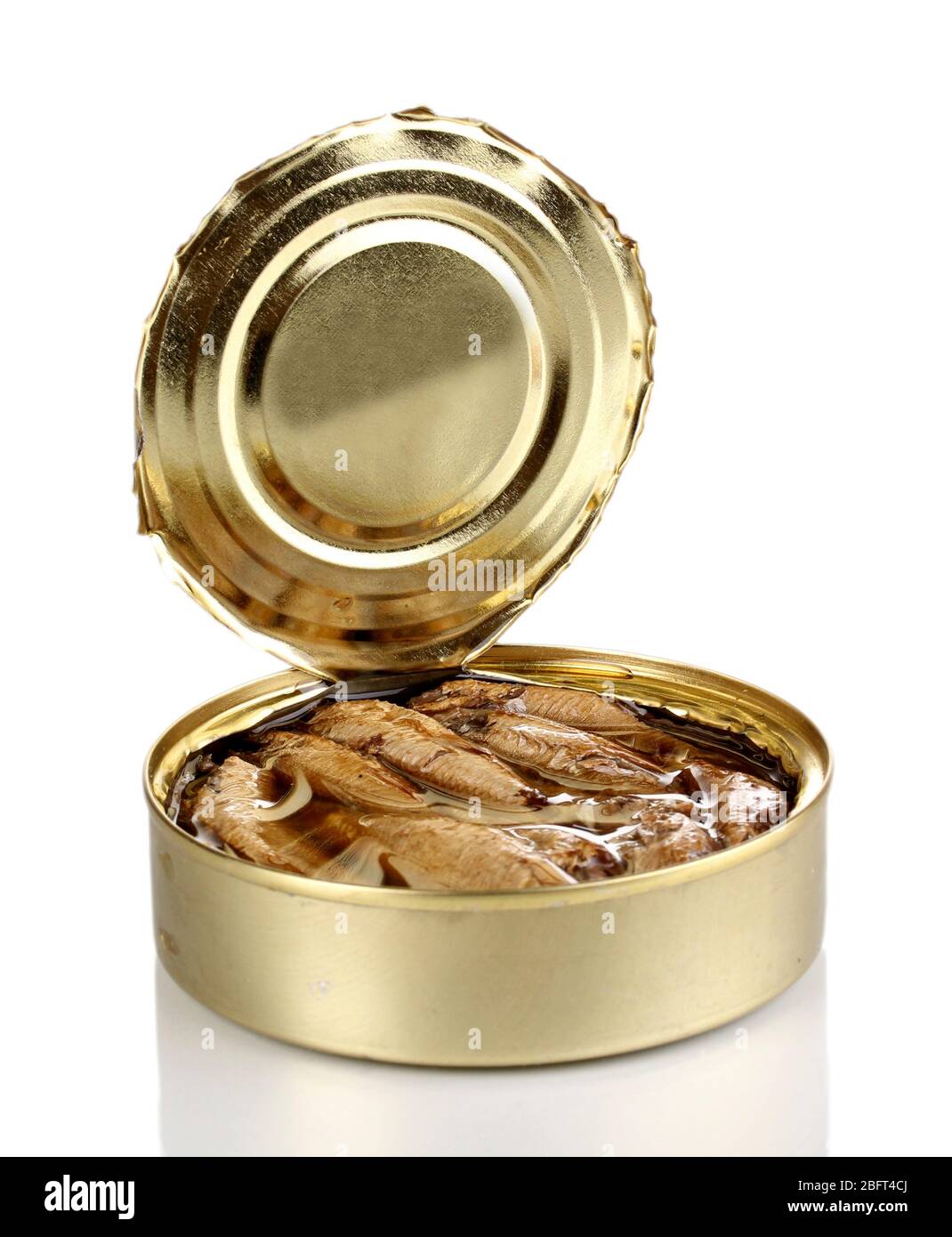 Open tin can isolated on white Stock Photo - Alamy