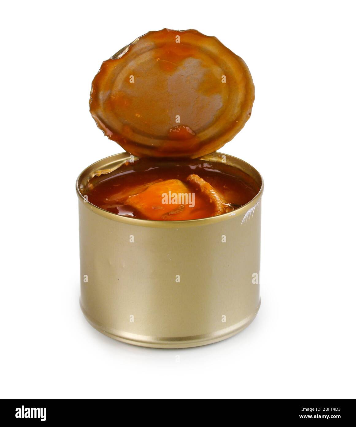 Open tin can isolated on white Stock Photo - Alamy