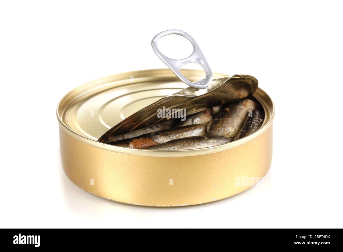 Open tin can isolated on white Stock Photo - Alamy