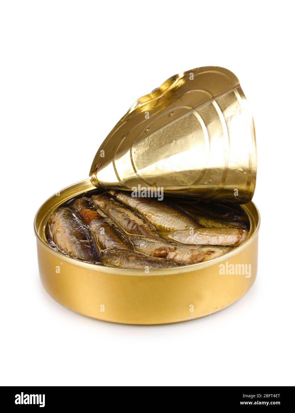 Open tin can isolated on white Stock Photo - Alamy