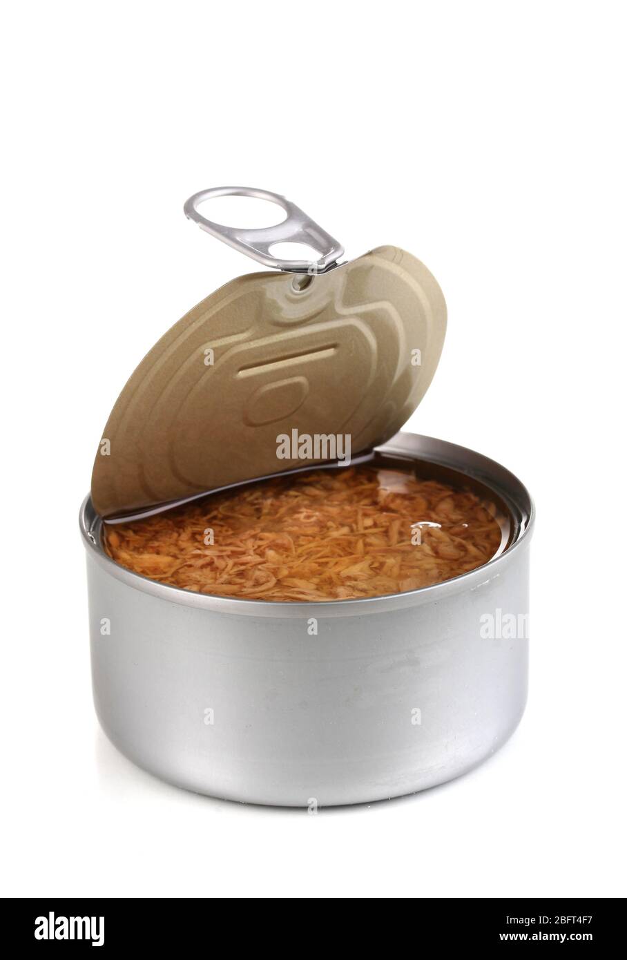 Open tin can isolated on white Stock Photo - Alamy