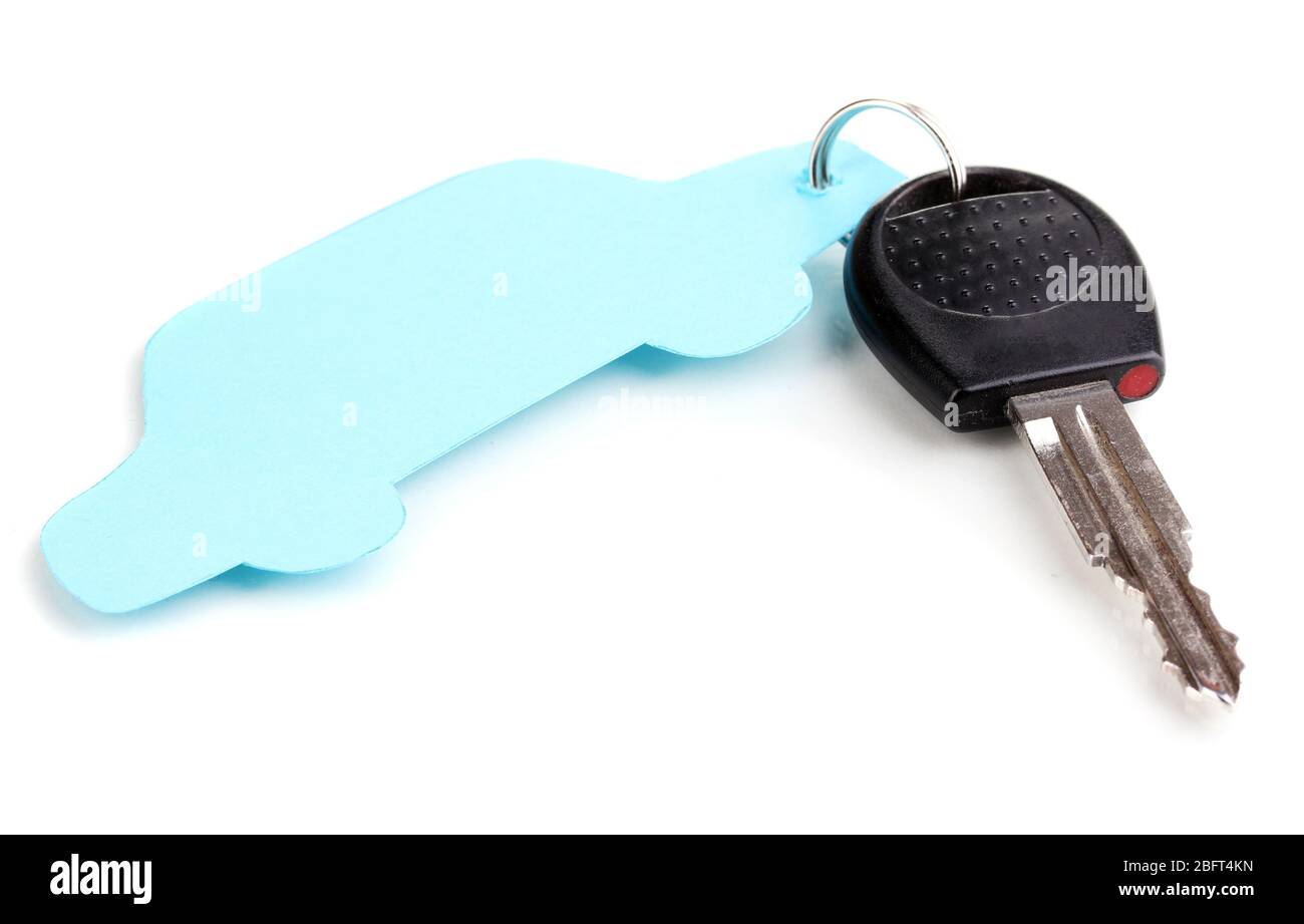 Car key with charm isolated on white Stock Photo - Alamy