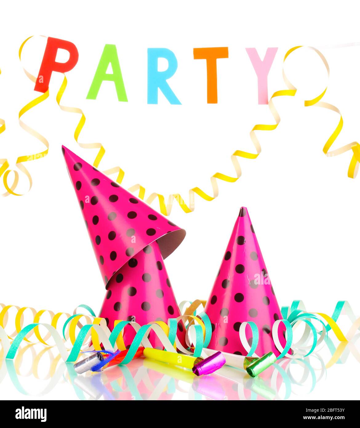 Party items isolated on white Stock Photo - Alamy