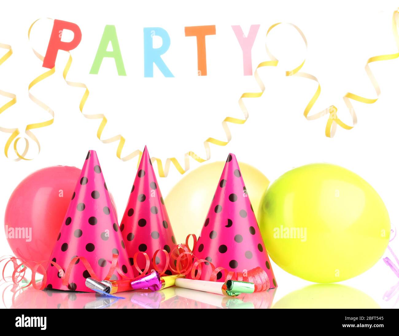 Party items isolated on white Stock Photo - Alamy