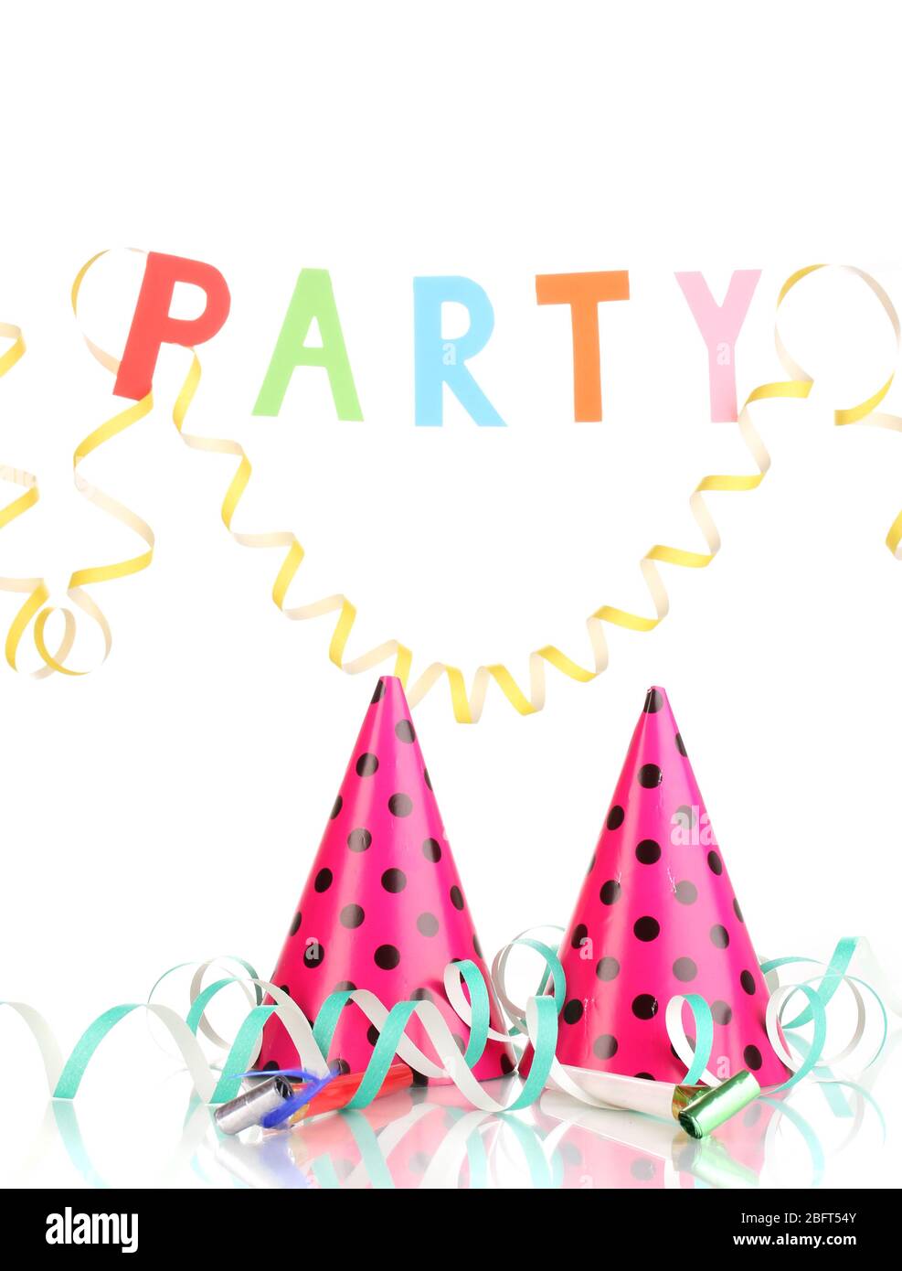 Party items isolated on white Stock Photo - Alamy