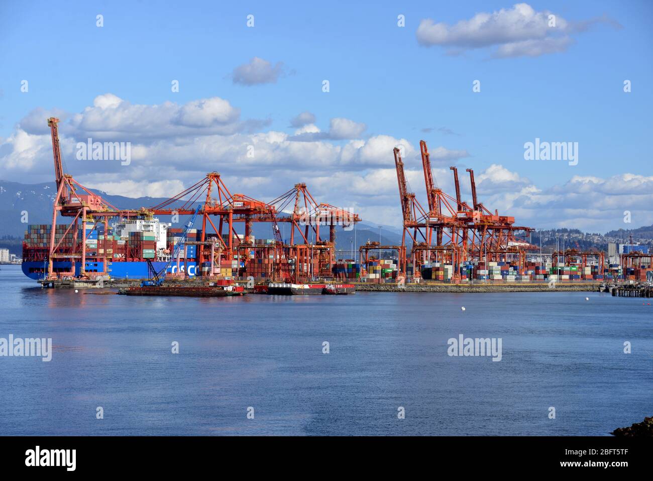 Vancouver, Canada - March 4, 2020: The busy cargo terminals in the Port ...