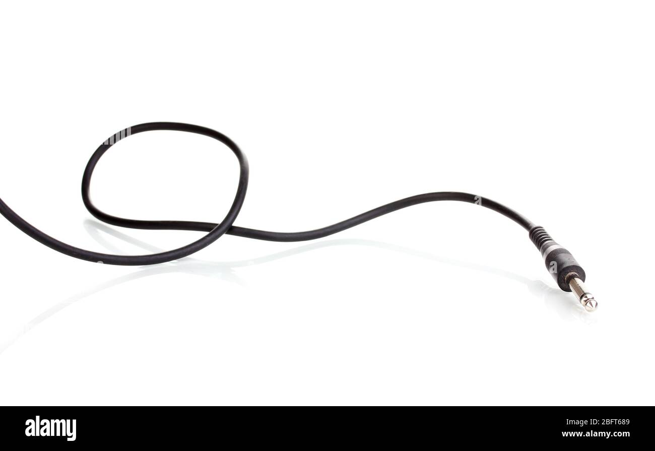 Audio cable isolated on white Stock Photo - Alamy