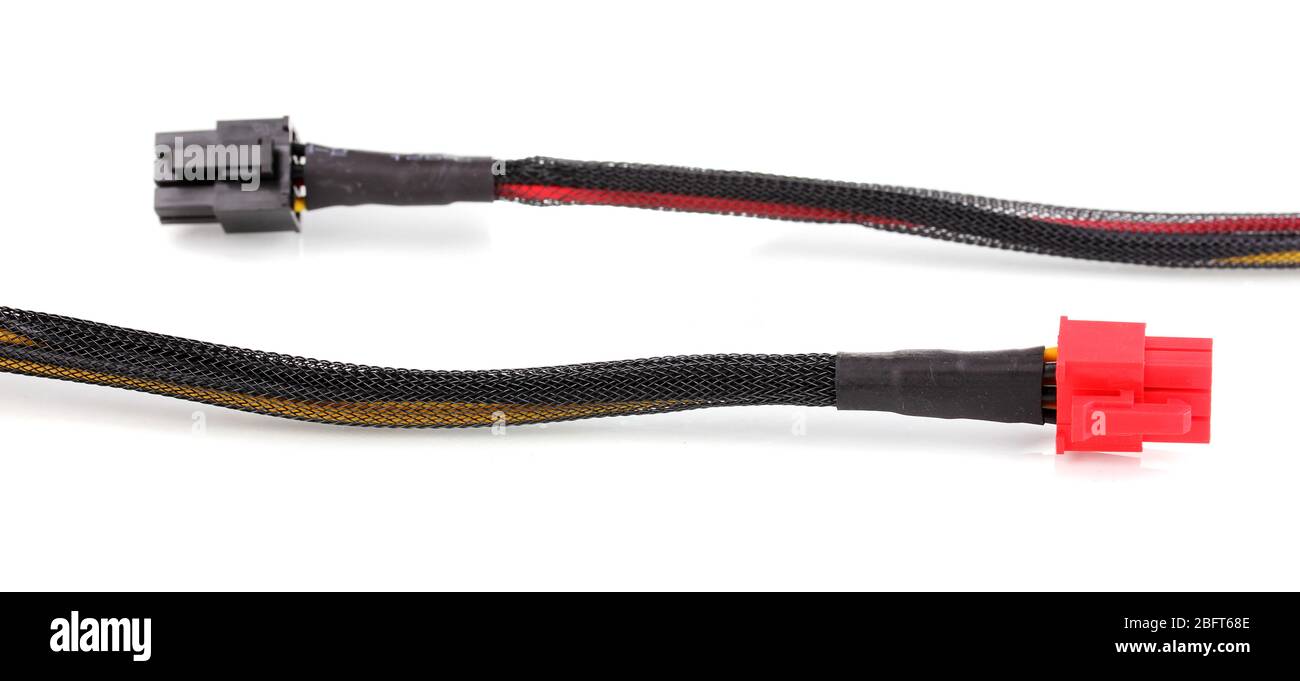 Computer connection wires isolated on white Stock Photo - Alamy