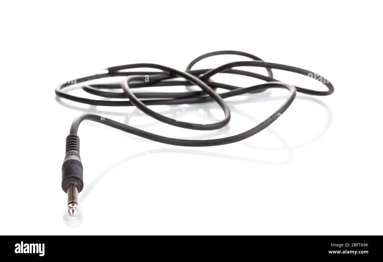 Audio cable isolated on white Stock Photo - Alamy