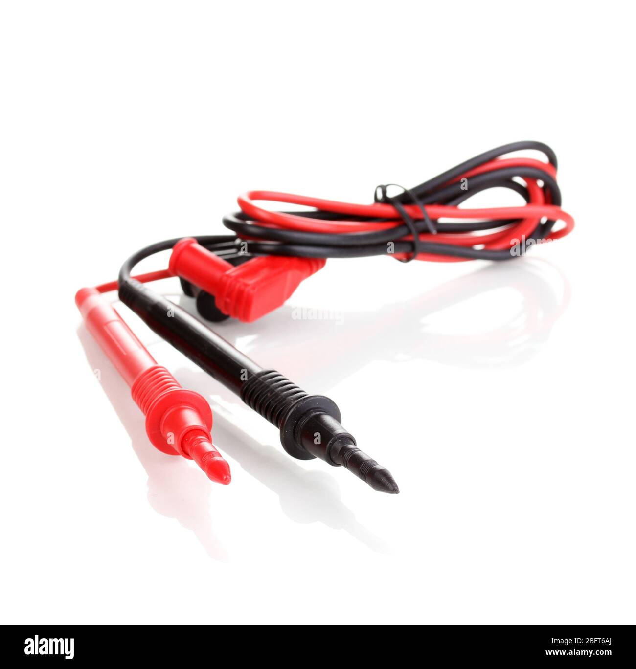 Red and black probes of multimeter isolated on white Stock Photo - Alamy