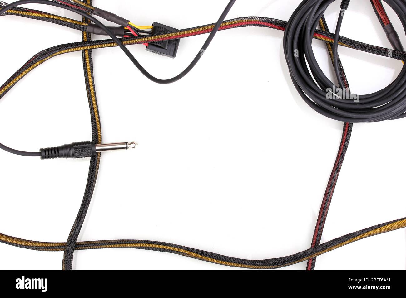 Computer connection wires isolated on white Stock Photo - Alamy