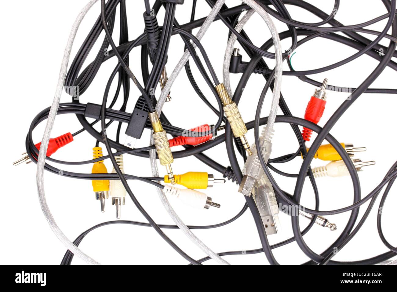 Many connection wires isolated on white Stock Photo - Alamy