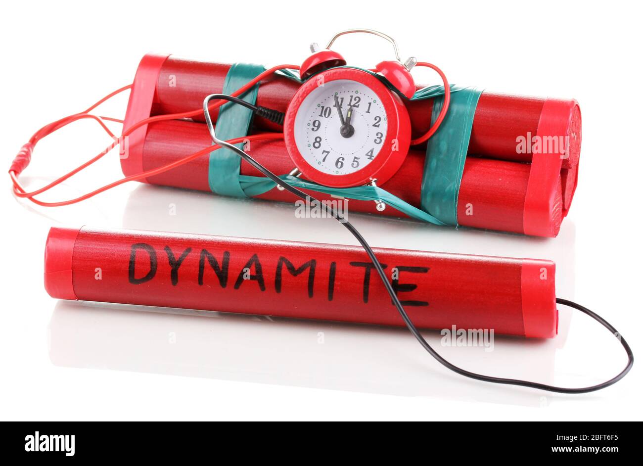 Timebomb made of dynamite isolated on white Stock Photo - Alamy